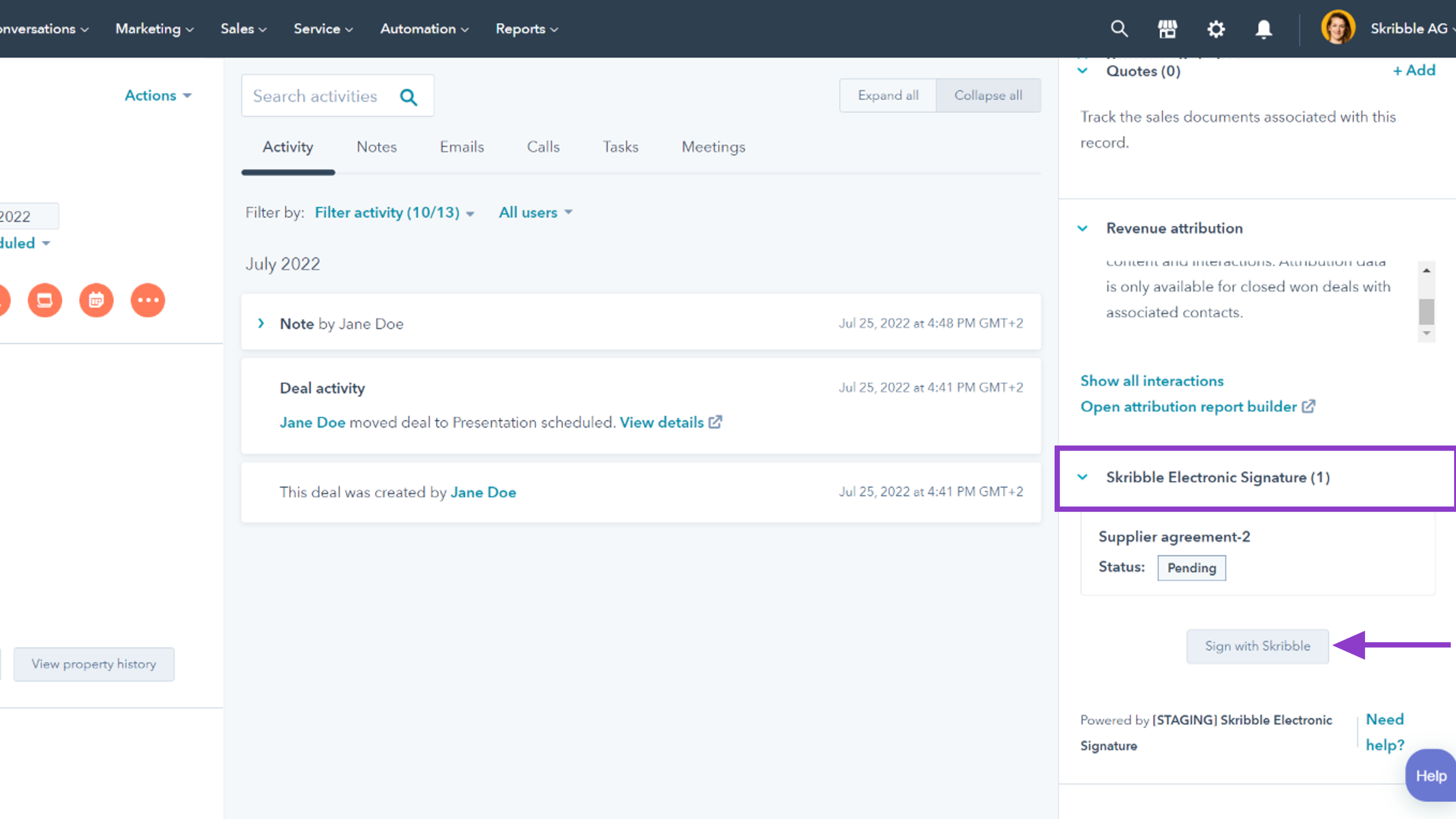 Skribble Electronic Signature Hubspot Integration Connect Them Today